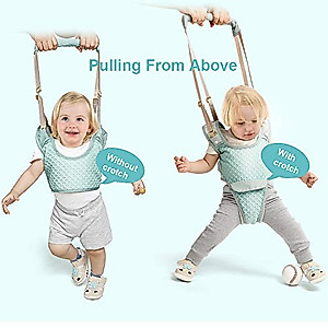 ORANGEHOME Baby Walker Toddler Walking Harness Helper and 2 Knee Pads Adjustable Standing Up and Walking Learning Helper for Toddler 7-24 Month-Green