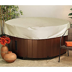 Outdoor Round Hot Tub Protection Cover - 420D Waterproof SPA Spring Pool Shield Patio Dustproof Winter Guard Accessories (85" D x 28" H)