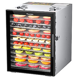 Tinzida Food Dehydrator Machine, 12 Stainless Steel Trays, Dehydrators For Jerky, Meat, Fruit, Pet Treats, Vegetables, Herb, 194ºF Temperature Control, 24H Timer, Safety Over-Heat Protection