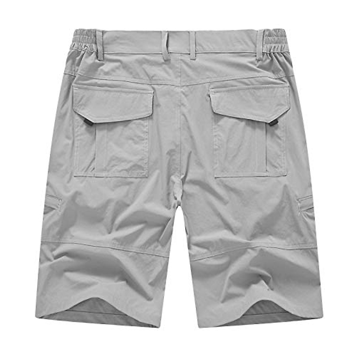 BASUDAM Men's Cargo Hiking Shorts Stretch Quick Dry Lightweight Work Shorts 6 Pockets for Camping Travel Light Grey 36
