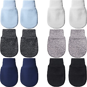 6 Pairs Anti-Scratch Cotton Mittens for 3-9 Month Baby Girls and Boys