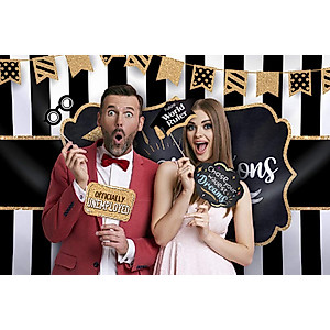 2024 Graduation Party Backdrop - Classy Black, White and Gold Theme Photography Fabric Backdrop and Studio Props DIY Kit. Great as Photo Booth Background Party Supplies and Prom Banner Decorations