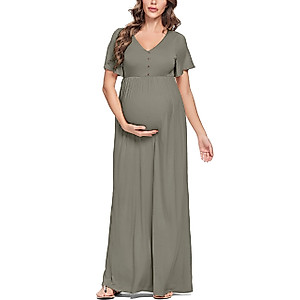 Peauty Boho Maternity Dress Maternity Dresses for Baby Shower Summer Summer Maternity Dress Casual Maternity Dress Summer Maternity Dress for Baby Shower Summer (Green Grey L)