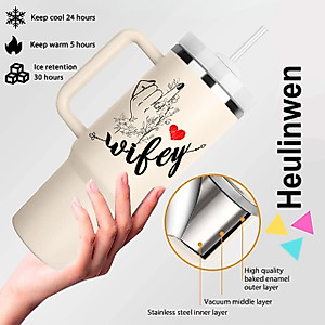 Gifts for Wife - 40Oz Tumbler from Husband, Wife Gifts for Wedding Anniversary, Birthday, Christmas - I Love You Cute Insulated Cup with Straw & Handle, Cool Present Ideas for Her, Mother's Day Gift