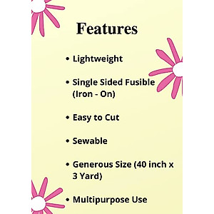 MAROBEE White Fusible Interfacing Lightweight Non-Woven for Sewing and Quilting Projects, Ultra Adhesive Bond Iron-On One Sided - Apparels and Face Masks, DIY Crafts (40 Inch x 3 Yard)