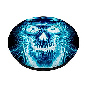 Flaming Blue Skull Face - Fire Skull For Boys Men PopSockets Swappable PopGrip