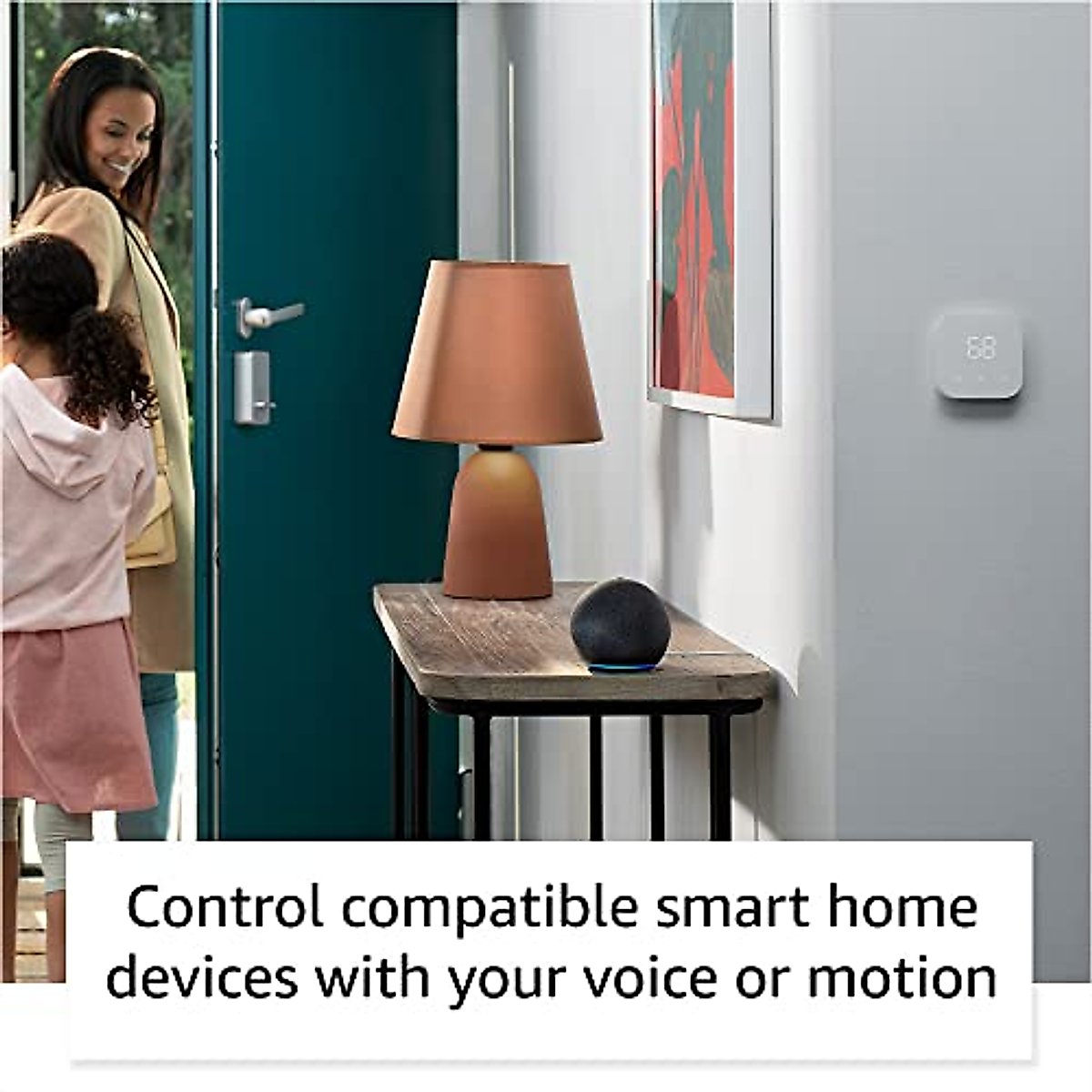 Echo Dot (5th Gen) | Glacier White with Amazon Basics Smart Color Bulb