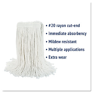 Boardwalk BWK2020REA #20 Cut-End Rayon Wet Mop Head - White
