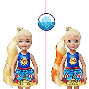 Barbie Color Reveal Chelsea Doll with 6 Surprises: Water Reveals Doll’s Look & Creates Color Change on Hair; 4 Mystery Bags Contain a Surprise Detachable Ponytail, Skirt, Shoes & Accessory
