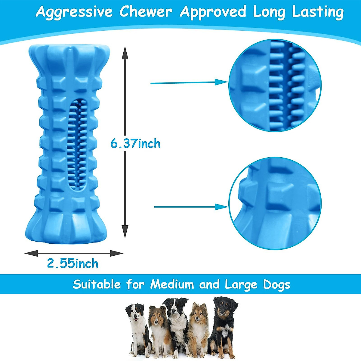 BAPSOUZU Dog Squeaky Toys for Aggressive Chewers, Toothbrush Stick Durable Dog Chew Toys for Large Dog Medium Breed, Indestructible Tough Dogs Toys for Teeth Cleaning (Chicken Flavor)