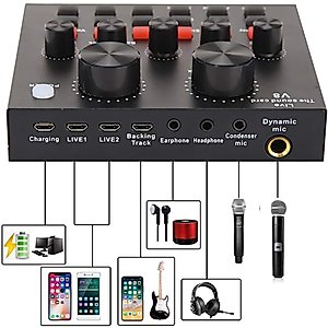 ALPOWL Podcast Equipment Bundle, Audio Interface with All in One Live Sound Card and BM-800 Condenser Microphone, Perfect for Recording, Broadcasting, Live Streaming, YouTube, TikTok (BM800-V8G)