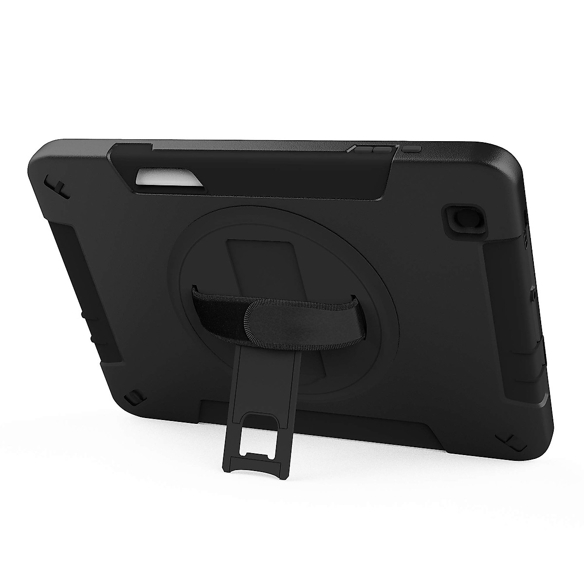 CTA Digital Protective Kickstand Case - CTA Impact-Resistant Protective Hard Case with Built-in 360° Rotatable Grip Kickstand for Samsung S6 Lite Tablets (PAD-PCGKS6L), Black