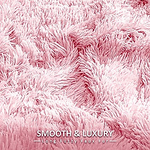 Pawque Luxury Faux Fur Throw Blanket Super Soft Oversized Throw Blankets, 90x90 inches, Decorative Blankets for Sofa Couch Bed Chair Photo Props, Breathable & Washable, Bright Pink