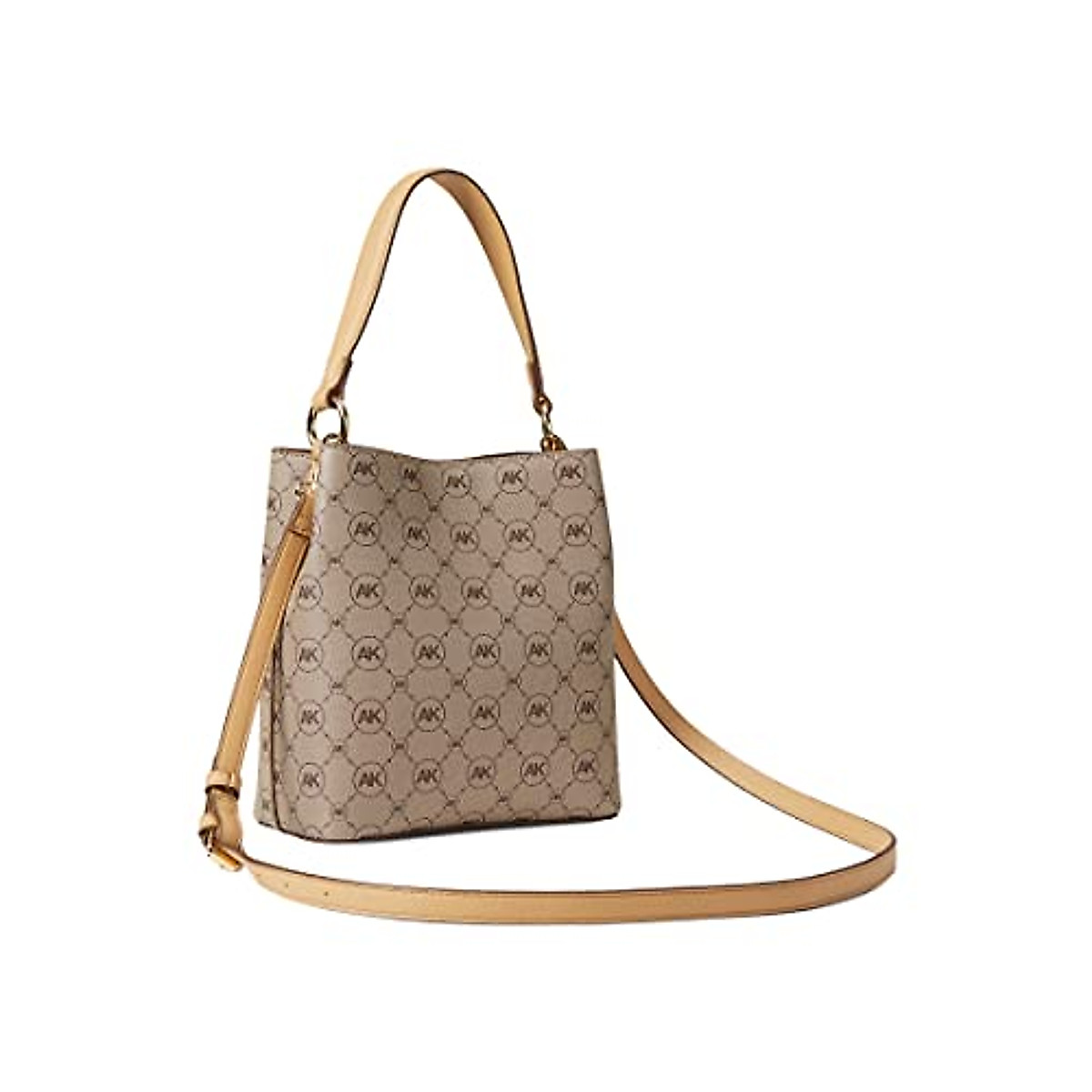 Anne Klein AK Logo Varsity Stripped Mini hobo, Cream-Brown/Warm Sand w/Petunia-Brite Petal Stripe