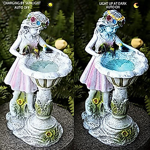tefrey Fairy Garden Statue, Solar Garden Angel Figurine Outdoor Decorations Fairy Girl Resin Sculptures for Patio Yard Porch Lawn Ornament Housewarming