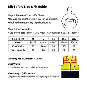 Dib Safety Vest Reflective with Pockets and Zipper, High Visibility Mesh ANSI Class 2, Made with 3M Reflective Tape, Yellow and Black Medium