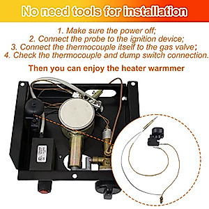 Propane Gas Patio Heater Repair Replacement Parts Thermocouple, Thermocouple & Dump Switch for Outdoor Patio Gas Heater, Propan Tower Gas Heater, Fire Sense Patio Heater, Standard Dome-Style Heater