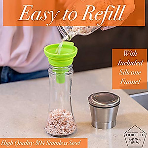 HOME EC Original Salt and Pepper Grinder Set - Adjustable Sea Salt Grinder & Pepper Grinder - Stainless Steel & Glass Salt and Pepper Shakers - Pepper Mill & Salt Mill - Modern Kitchen Accessories