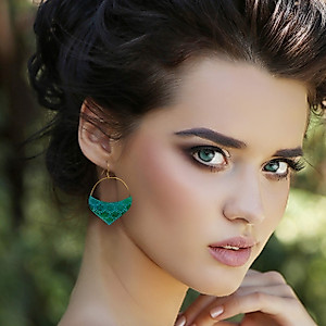 SPUNKYsoul Mermaid Hoop Scale Artsy Fashion Earrings for Women Gold Silver Bronze or Teal (Teal)