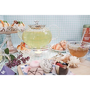 Teabloom Vienna Glass Teapot – Stain-Free Glass with Removable Loose Tea Infuser – Stovetop Safe – Dripless Spout – 24 oz / 700 ml (1-2 Cups)