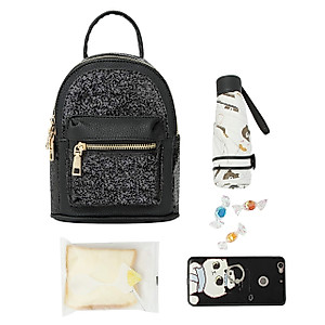 Girls Bling Mini Travel Backpack Kids Children School Bag Satchel Purses Daypack (black rainbow)