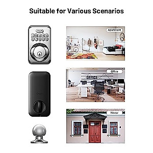 Keyless Entry Door Lock with 2 Knobs, Zowill DK01K Keypad Door Lock with Handle, Front Door Lock Set, Auto Lock, One-Touch Lock, One Time Code, IP54 Waterproof, Easy Installation - Satin Nickel