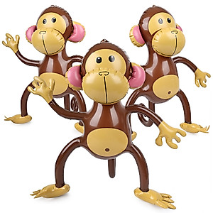 FUTUREPLUSX 3PCS Inflatable Monkeys, Monkey Walking Balloons Monkey Inflates for Birthday Supplies Classroom Decor Baby Shower Supplies