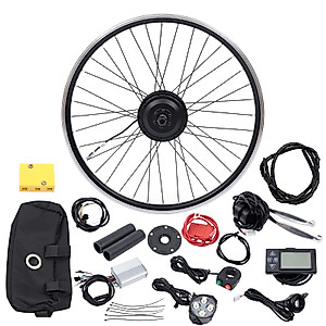 36V 350W Electric Bicycle Conversion Kit with LCD Display Controller 26" E-Bike Front Hub Motor Wheel 21mile/h (35km/h) High Speed Brushless Gearless Hub Motor Kit