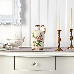 Nearly Natural 10in. Tuscan Ceramic Floral Print Pitcher