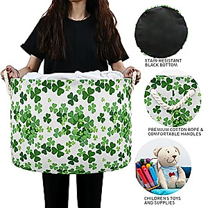 senya St. Patrick's Day Storage Basket St. Patrick's Day Lucky Clover Shamrocks for Toys Clothes Storage Bin Box Laundry Hamper Organizer Bag with Handles