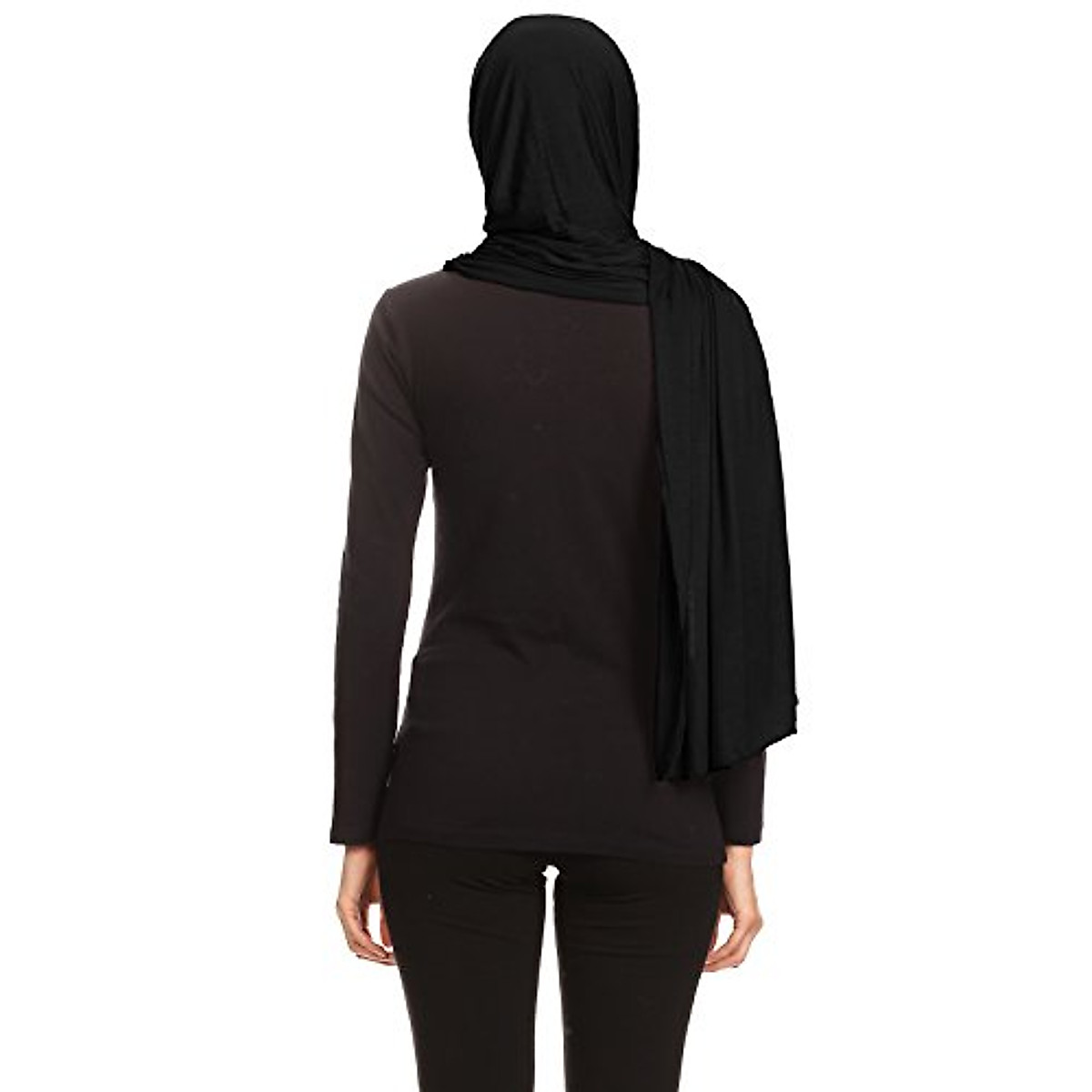 Abeelah Jersey Hijab Scarf - Made in the USA - Islamic, Muslim, African and Indian Fashion Compatible (Black)
