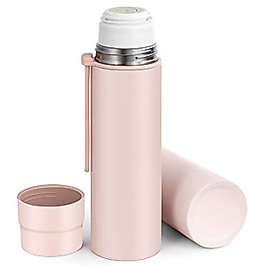 Thermos with Cup Stainless Steel Coffee Thermos - SUPKIT Vacuum Insulated Cup Keep Hot & Cold for Hours, Perfect for Biking, Camping, Office, Car or Outdoor Travel (17oz, Pink)