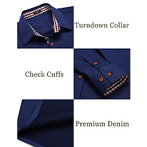 COOFANDY Mens Button Down Long Sleeve Shirts Slim Fit Dress Shirt Denim Cowboy Shirts