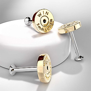 Pierced Owl Internally Threaded Bullet Back Casing Labret Monroe Cartilage Ear Stud (5/16" (8mm) Length)