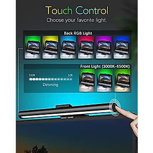Computer Laptop Monitor Light Bar ,8W USB Working RGB Lamp , Dual Light Desk Lamp , Touch Control & Stepless Dimming & Hue Adjustment, Home Office Desk Light, Gift for Your Family and Friends