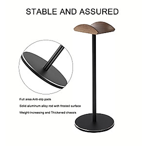 Jcurycke Headphone Stand Headset Holder with Walnut Wood Headrest,Gaming Headset Stand Earphone Stand with Solid Heavy Base for All Headphone Sizes