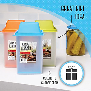 Bonita Home Pickle Storage Container with Strainer | Lift, Drain and Store Condiment Food Saver Jar with Snap Lid | 40.6 oz, 7.5" H x 4.25" W x 4.25" L (Jade Green)