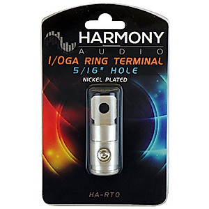 Harmony Audio HA-RT0 Car Stereo Power or Ground 1/0 Gauge 5/16" Ring Terminal Screw Set Heavy Duty- Nickel Plated