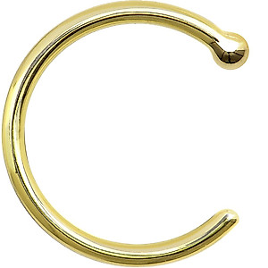 Body Candy Unisex Adult Solid 14k Yellow Gold Nose Stud Hoop 3/8" 18 Gauge Body Piercing