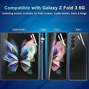CWQZGUF [1Set 3PCS] Galaxy Z Fold 3 Screen Protector, Inside TPU Film + Full Covered Outer + Back Cover Screen Protector, High Clarity, Anti-Shatter, Bubble Free for Samsung Z Fold 3 5G Screen Protector
