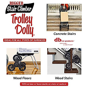 dbest products Stair Climber Bigger Trolley Dolly, Black Grocery Shopping Foldable Cart Condo Apartment 44 Inch