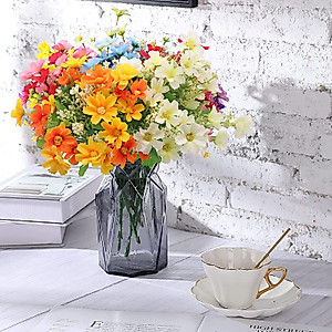 Leaflai 6Pack Artificial Flowers for Outdoors, UV Resistant Outdoors Fake Plants Faux Plastic Flower in Bulk for Hanging Planters Outside Porch Vase Home Window Garden Decoration