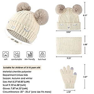 Toddler Boys Girls Winter Warm Knit Beanie Hat Touchscreen Gloves Neck Scarf with Fleece Cap for 3 4 5 6 7 Year Kid Gifts