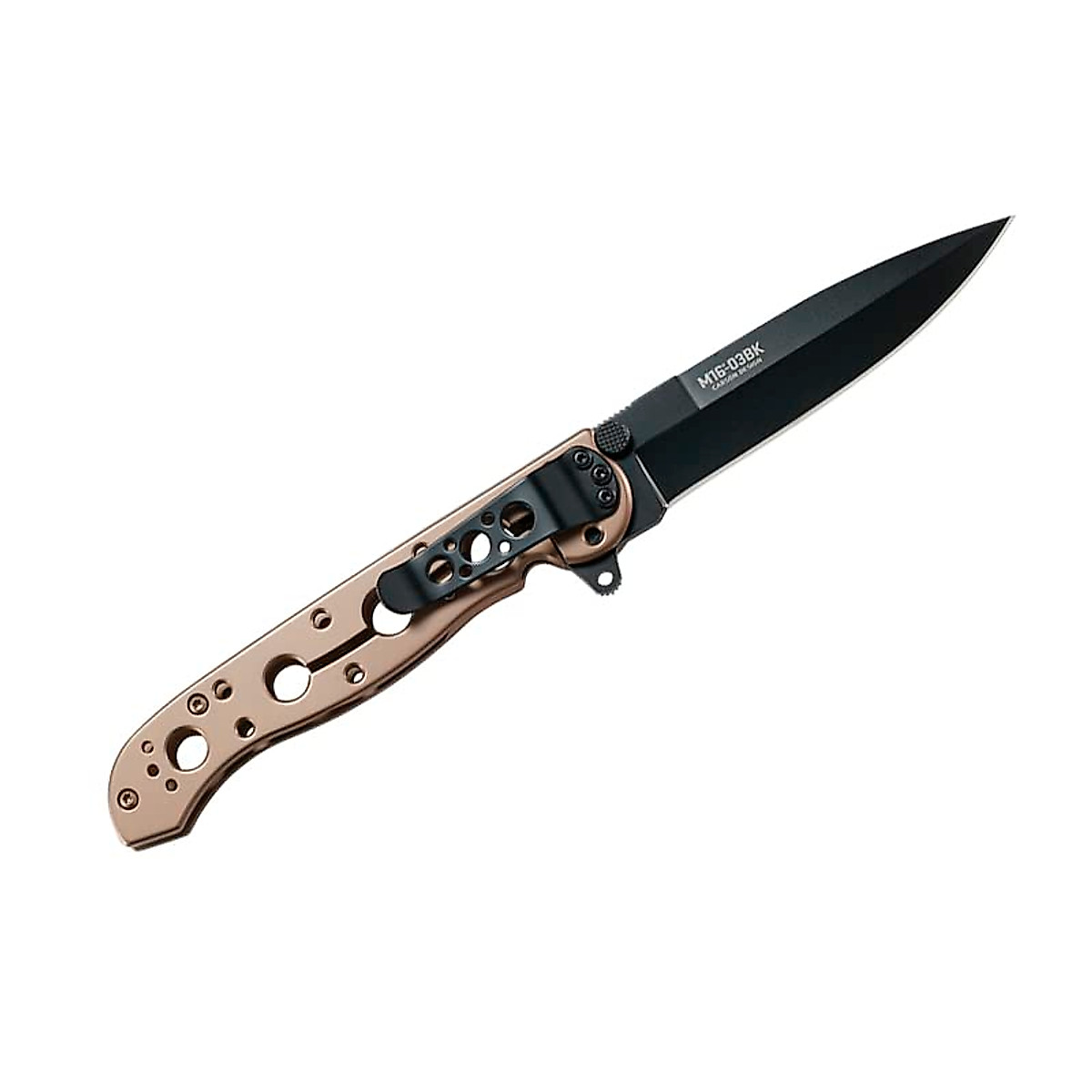 CRKT M16-03BK EDC Folding Pocket Knife: Everyday Carry, Black Sandvik 12C27 Steel Blade, Liner Lock, Bronze Aluminum Handle, 4-Position Pocket Clip
