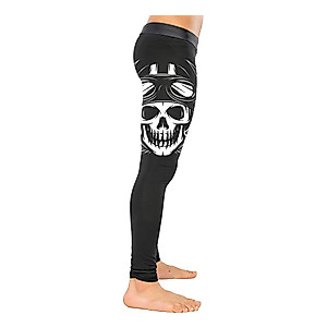 CHOO Men’s Motorcycle Skull Dry Cool Jiu Jitsu Spats Sublimated Graphics Cycling Arts Pants,M