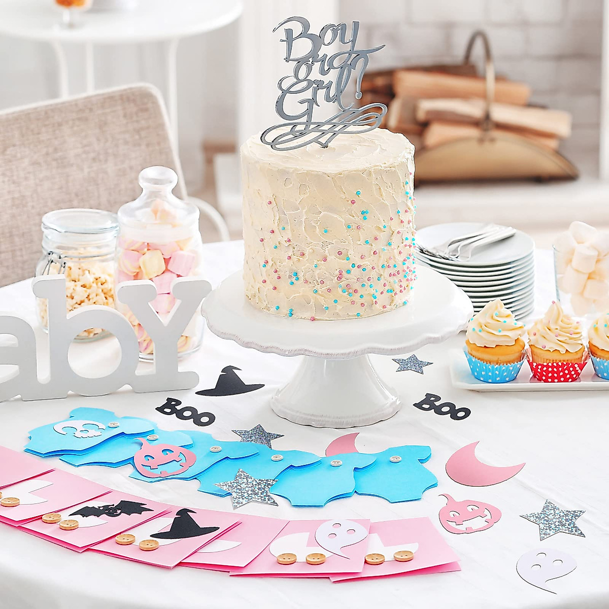 Ferraycle 400 Pcs Confetti Halloween Bat Ghost Confetti Glitter Pink Black Halloween Party Decorations Pumpkin Star Moon Skull Hat Halloween Throwing Confetti for Party Table Decorations, 8 Styles