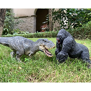 King Kong VS Vastatosaurus Rex Dinosaur Toys with Realistic Rock Action Figure Rampage Gorilla Fight Tarbosaurus Animal Figurines for Role Playing Story Telling Toy for Kids