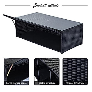 6-Piece Wicker Sofa,All-Weather PE Rattan Patio Outdoor Dining Conversation Sectional Set with Coffee Table, Wicker Sofas, Ottomans, Removable Cushions for Garden (Dark Grey Wicker+Beige Cushion)