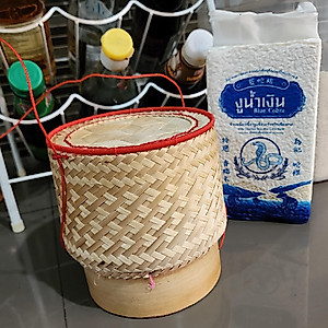 Sticky Rice Basket Kratip Container Thai Serving Bowl Bamboo Thai Laos Traditional Weave Wickerwork Serving Travel After Keep Warm