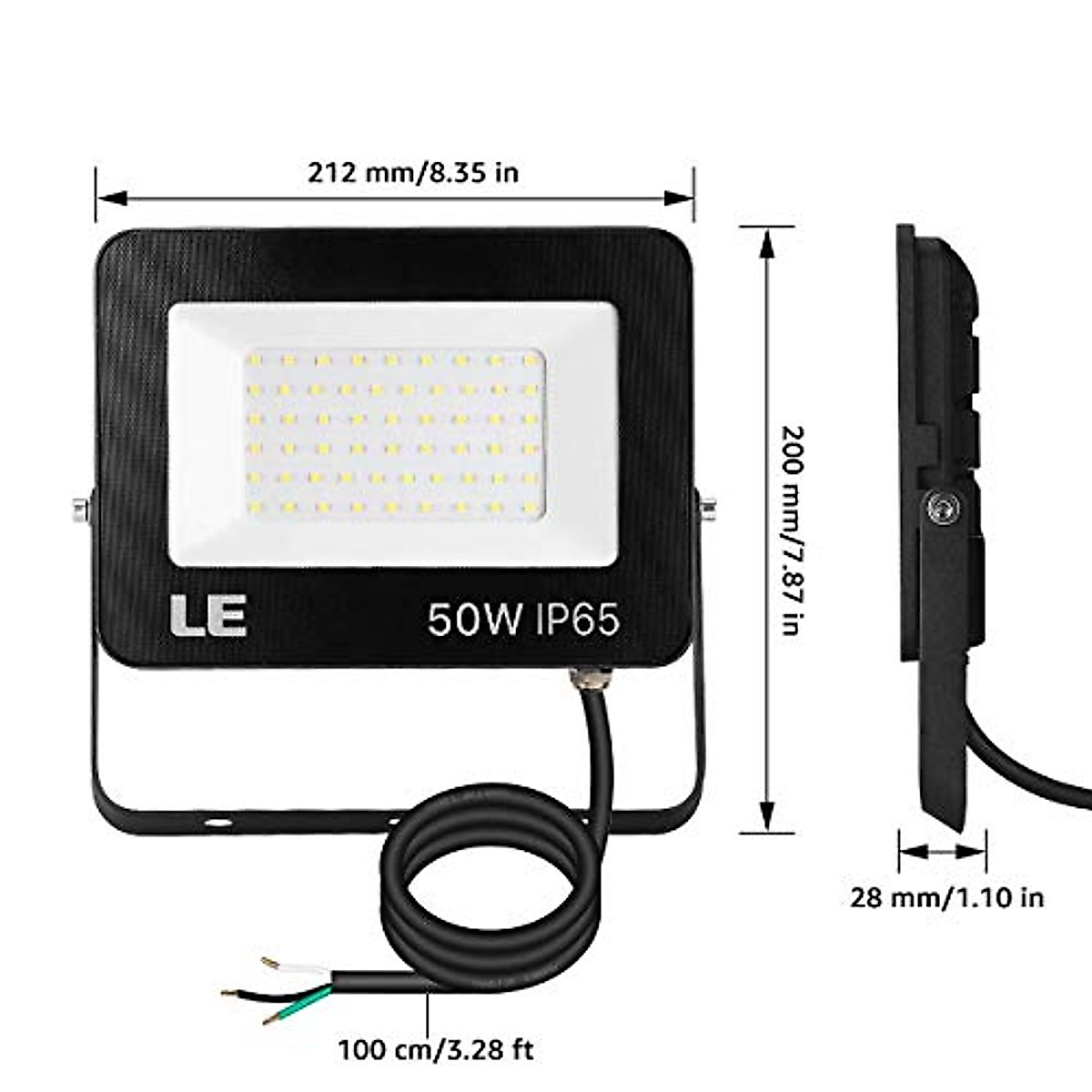 LE LED Flood Lights Outdoor 50W, 4200LM 5000K Daylight White Super Bright Lighting, IP65 Waterproof, Flexible Stand Outdoor Floodlights for Garden, Yard, Party and Patio, 2 Pack
